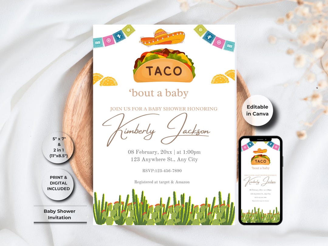 Taco Baby Shower Invitation Template | Fiesta Baby Shower Evite ...
