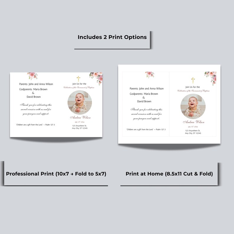 Folded Baptism Church Program Template 5x7 | Printable Catholic ...