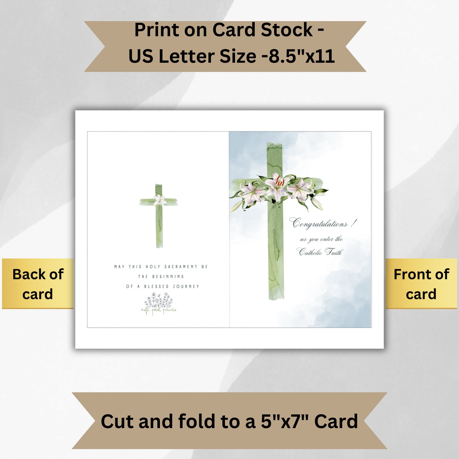 RCIA Congratulations Card: Watercolor Cross, Lilies (PDF) - Etsy