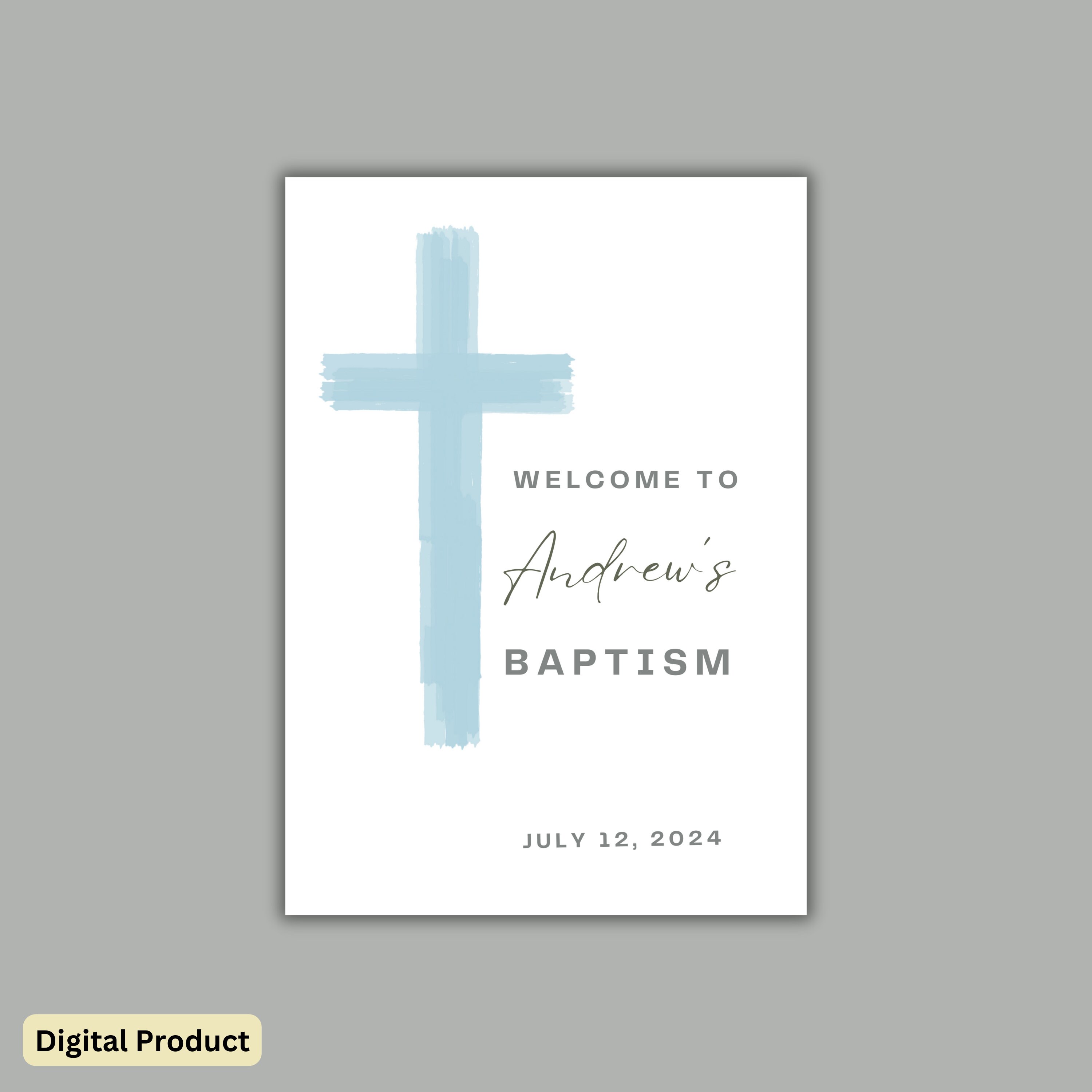 Editable WELCOME POSTER Blue Cross Baptism Holy Communion Confirmation ...