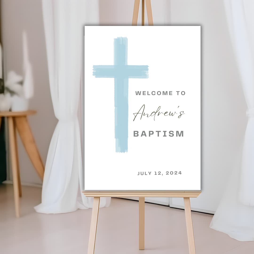 Editable WELCOME POSTER Blue Cross Baptism Holy Communion Confirmation ...