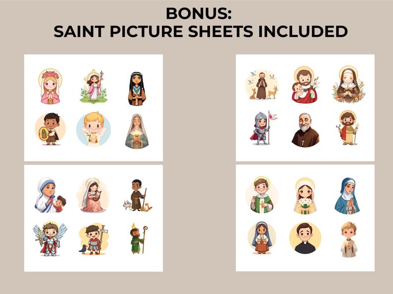 Catholic Saint Cards for Kids • Printable Prayers, Feast Days (digital ...
