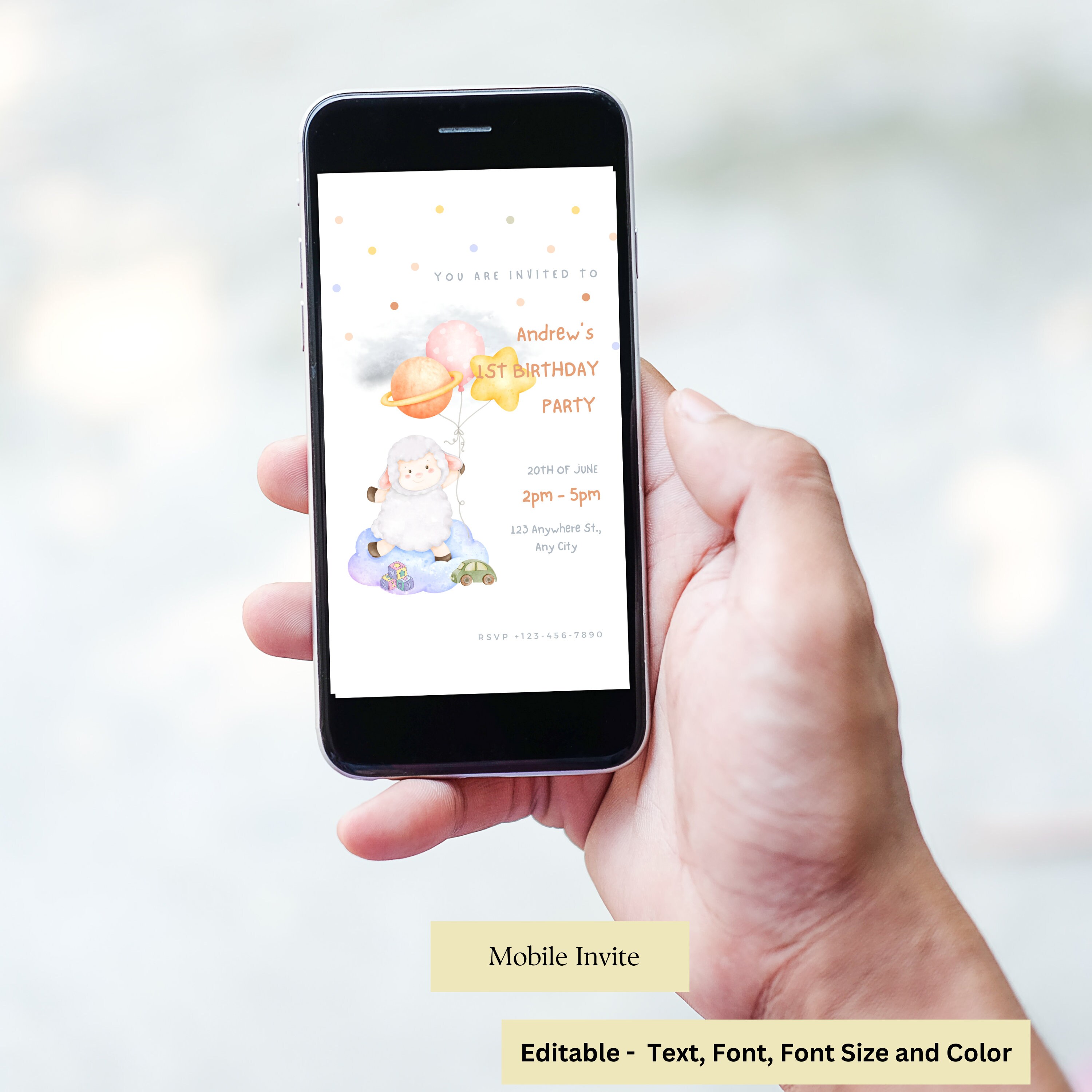 Editable Birthday Invitation First Birthday Invitation Invitation First ...