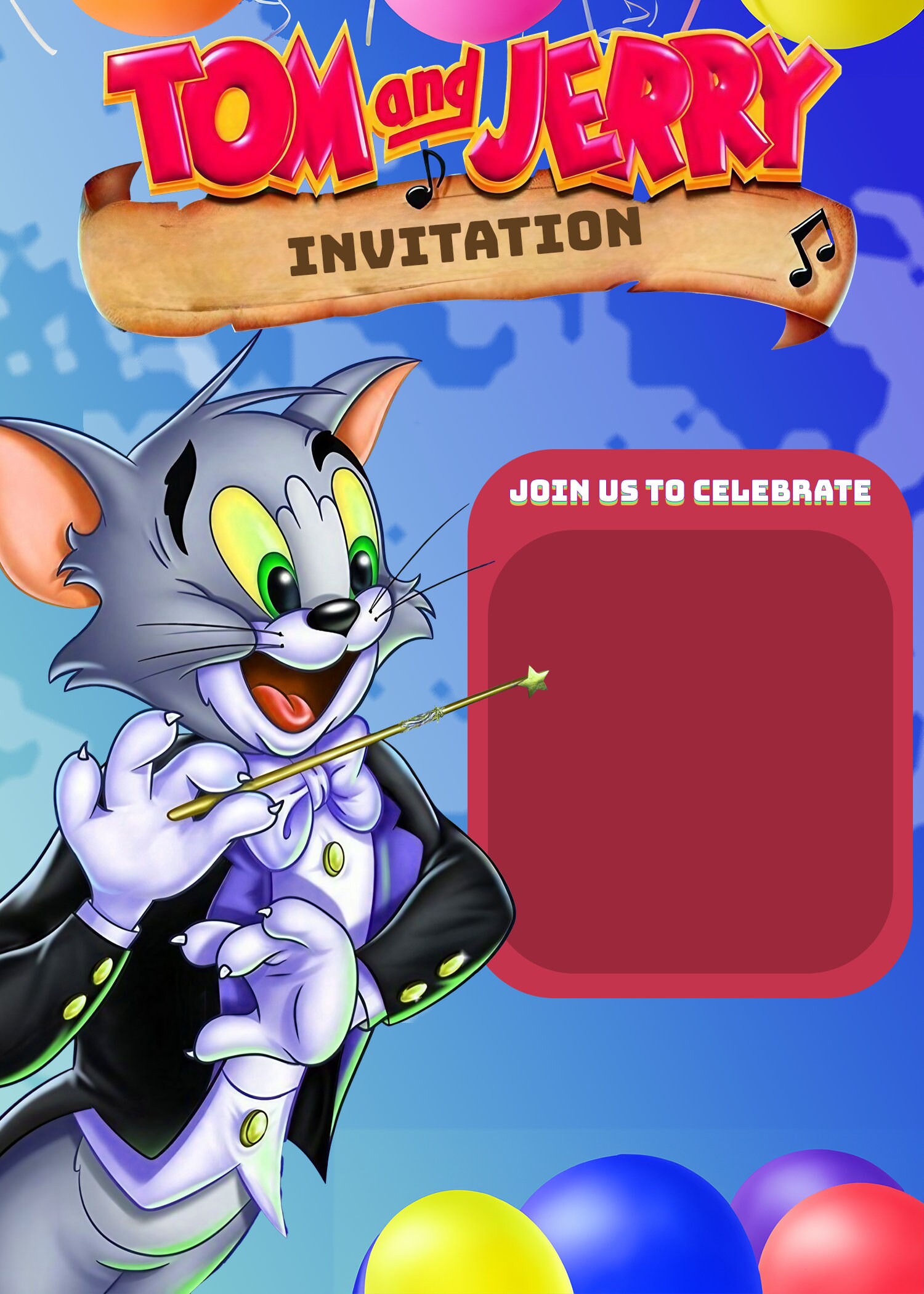 Tom and Jerry Digital Invitation,tom and Jerry Invitation Template ...
