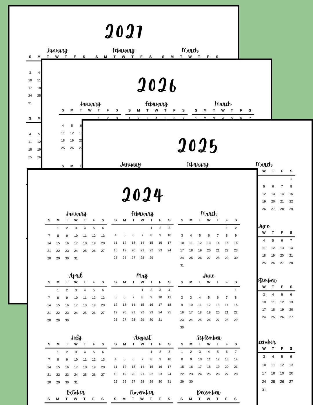 Yearly Calendars - Etsy
