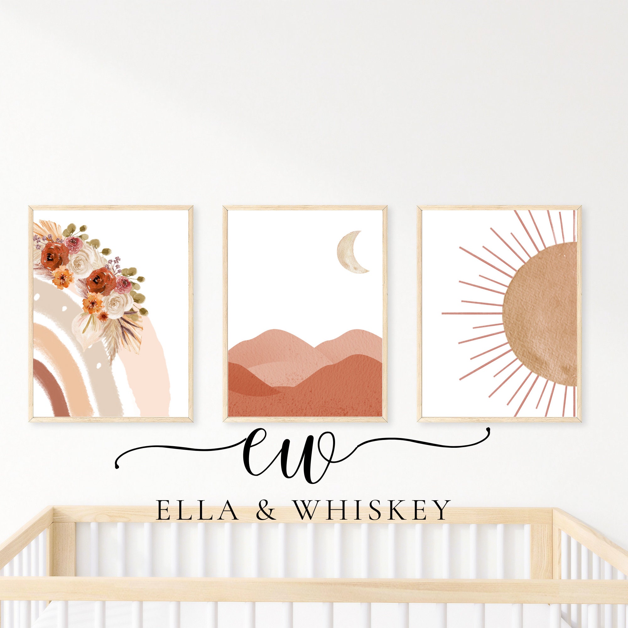 Boho Cactus Prints Set of 6 Southwestern Nursery Decor Blush Pink Kids ...