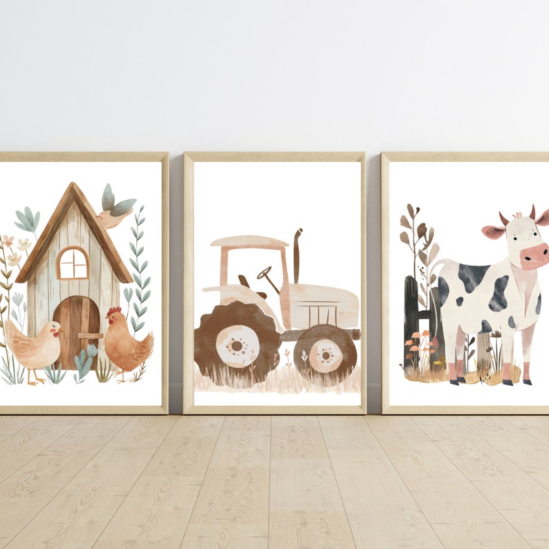 Farmhouse Nursery Prints: Rustic Barnyard Animals Art - Etsy
