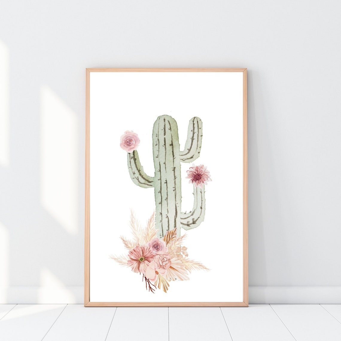 Boho Cactus Print, Printable Boho Wall Art, Cactus Wall Art ...