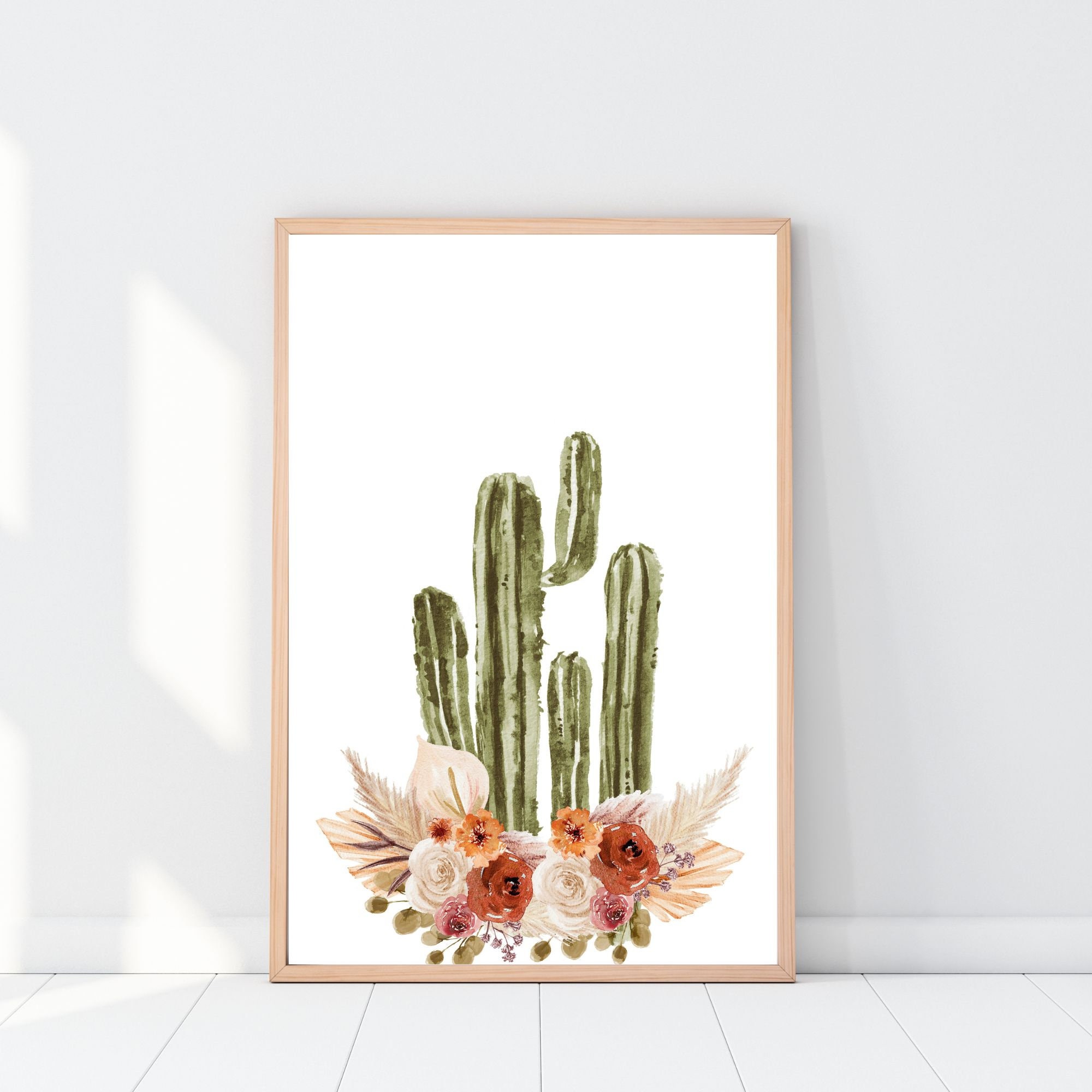 Boho Cactus Print, Printable Boho Wall Art, Cactus Wall Art ...