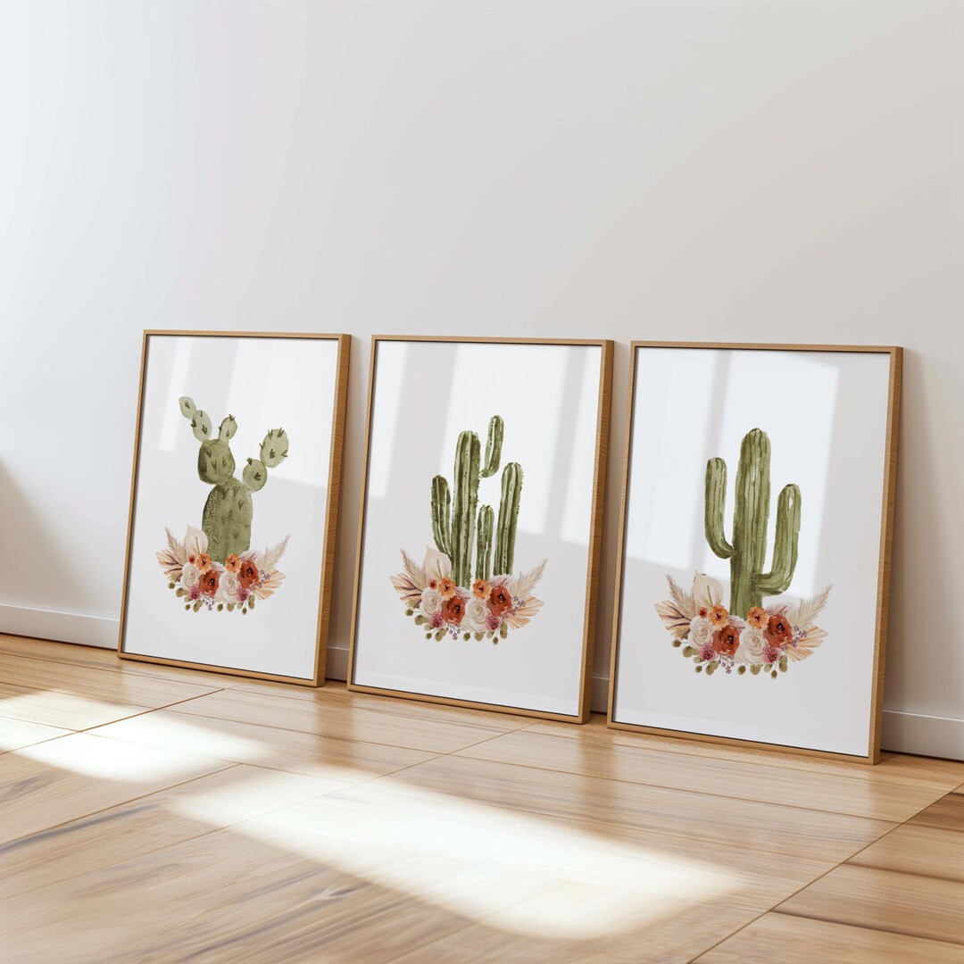 Boho Cactus Print, Printable Southwestern Nursery Decor, Kids Room ...