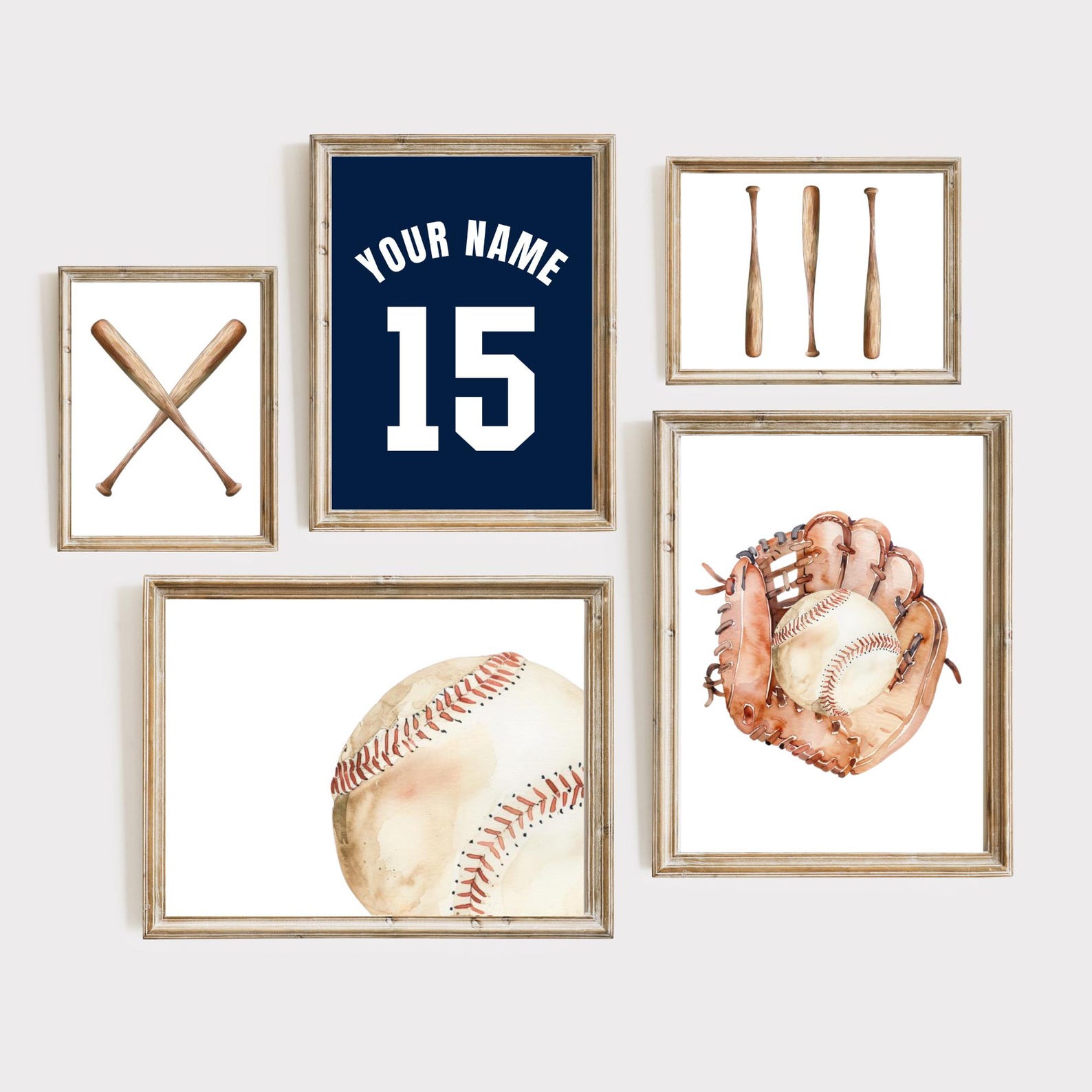 Personalized Baseball Nursery Prints Set - Boy's Room Decor - Set of 5 ...