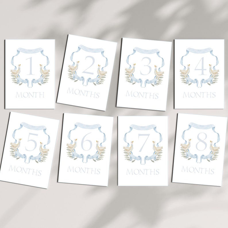 Grandmillenial Blue Crest Baby Milestone Cards Capture Your Boy's First ...