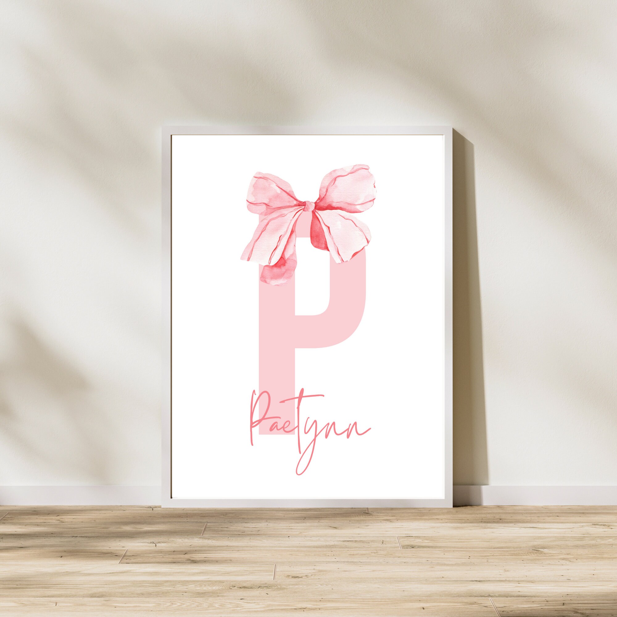 Adorable Preppy Watercolor Bow Artwork for Girl's Room Personalized ...