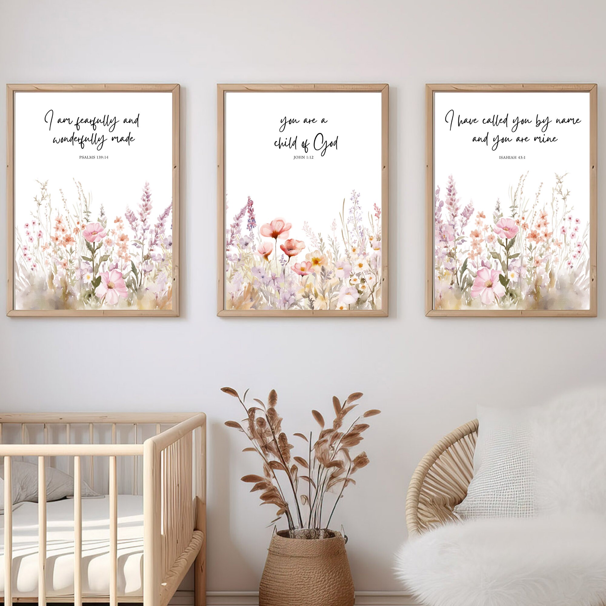 Wildflower Bible Verse Wall Art, Christian Nursery Decor, Boho Flower ...
