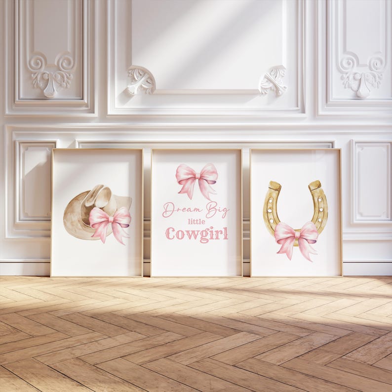 Cowgirl Nursery Prints Set - Blush Pink Rustic Decor for Western Girl ...
