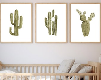 Boho Cactus Print, Printable Boho Wall Art, Cactus Wall Art ...