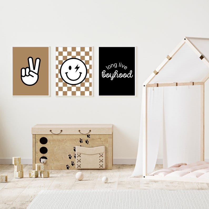 Retro Smile Face Boy Nursery Prints: Rad Little Dude Decor - Etsy