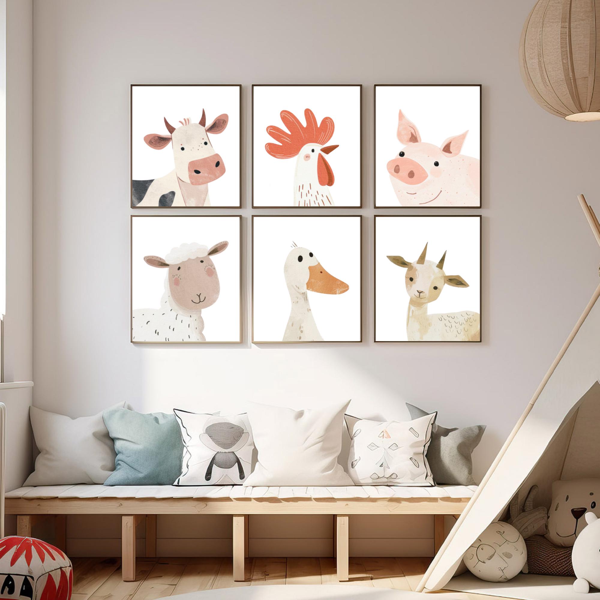 Farm Nursery Prints, Cute Farm Animal Wall Decor for Kids' Nurseries ...