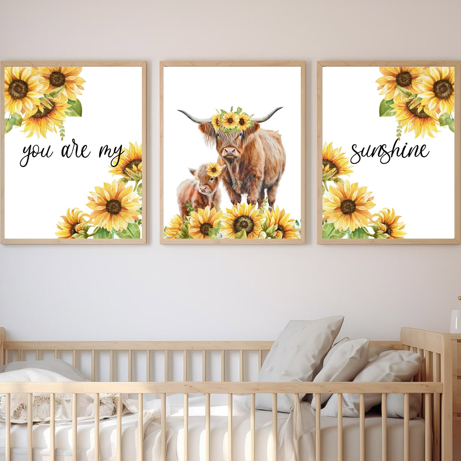 Rustic Nursery Highland Cow and Sunflower Prints Set of 3 you Are My ...