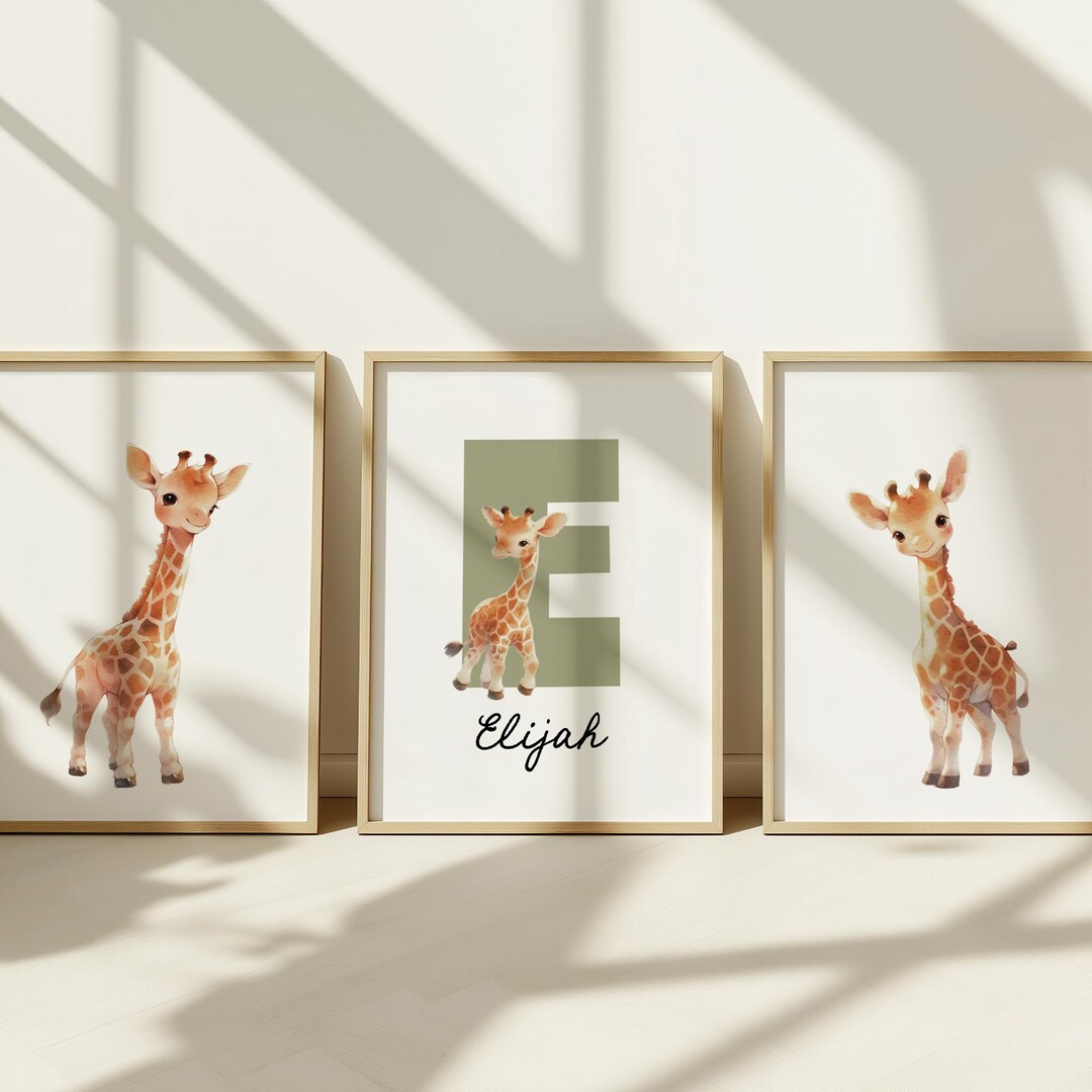 Safari Jungle Animal Watercolor Prints | Nursery Wall Art Set of 3 ...