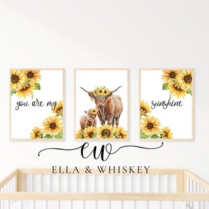 Rustic Nursery Highland Cow and Sunflower Prints - Set of 3 "you Are My ...