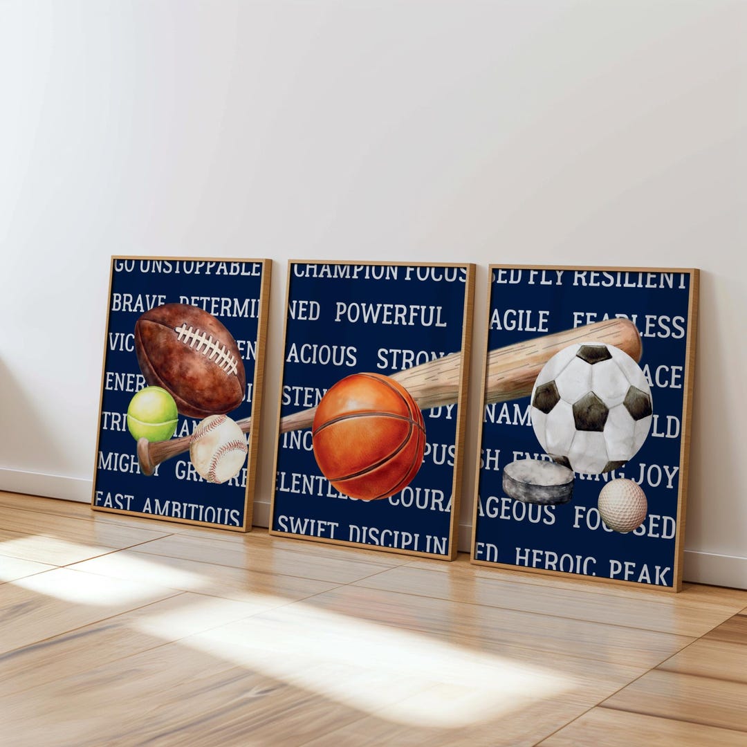 Sport Themed Affirmations Set of 3 Instant Download Wall Art Prints ...