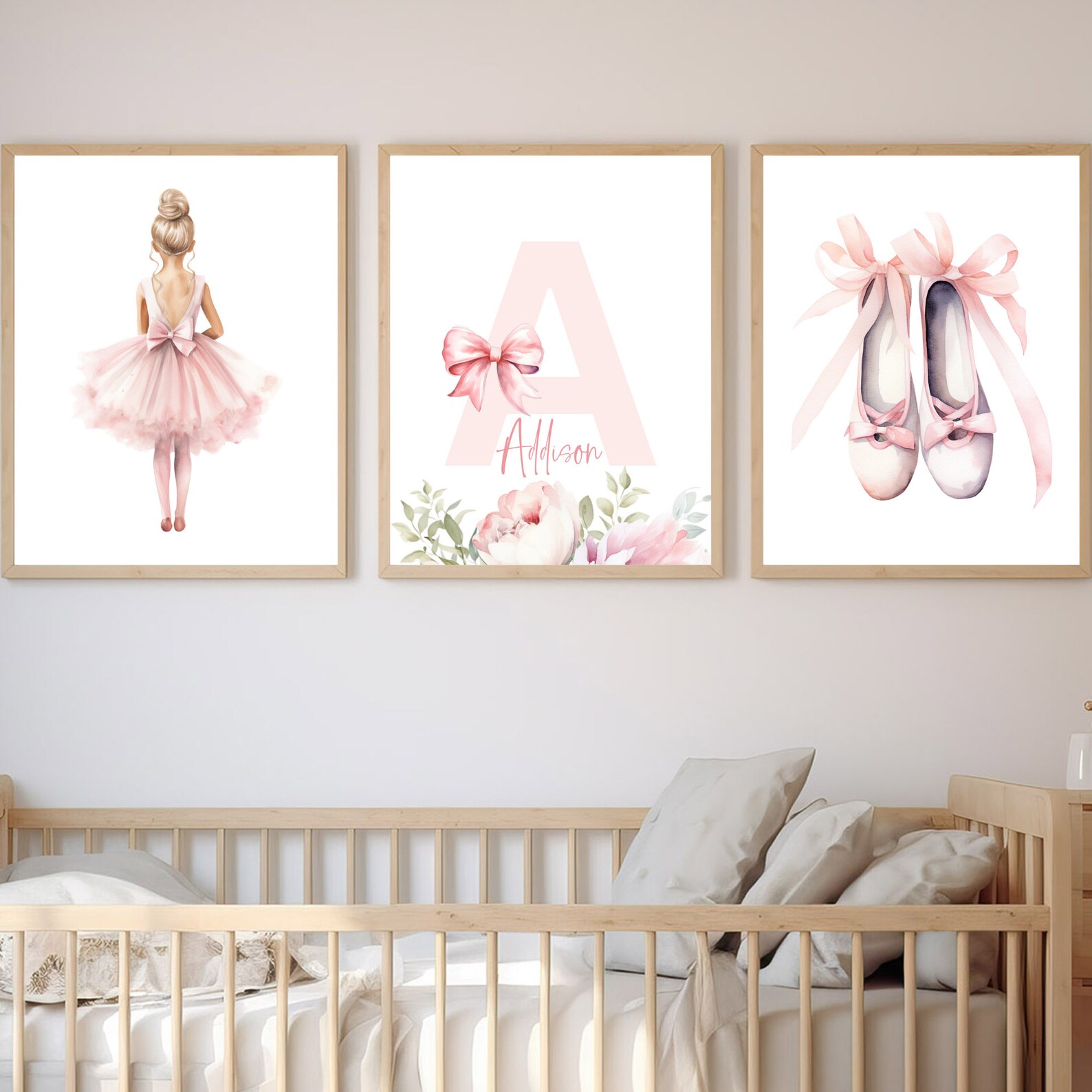 Personalized Ballerina Wall Art Set Nursery Ballet Decor, Custom Dancer ...