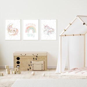 Unicorn Nursery Wall Art Printable - Pastel Rainbow Decor for Girl's ...