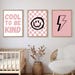 Cool to Be Kind Checkered Print, Modern Nursery Wall Art, Pink Playroom ...