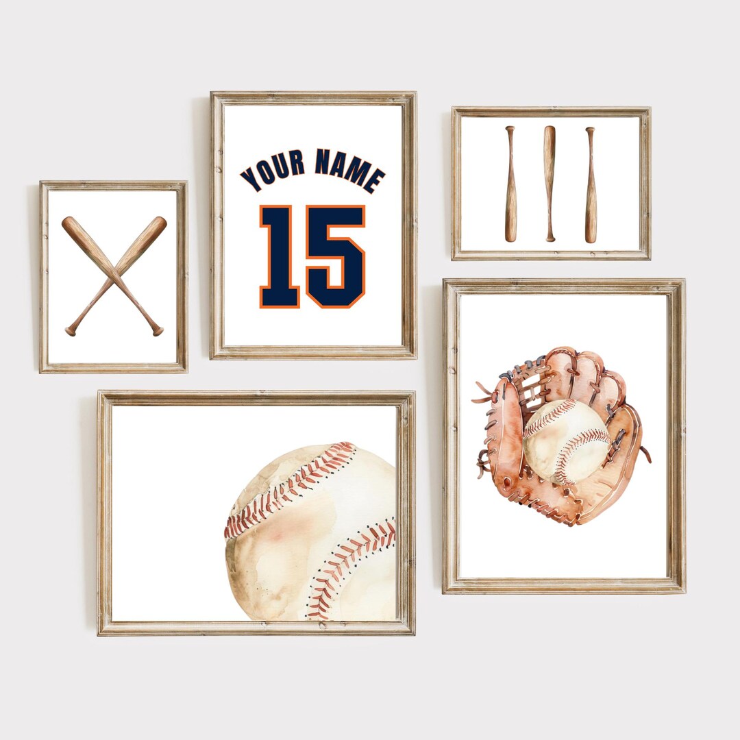 Personalized Baseball Nursery Prints Set - Boy's Room Decor - Set of 5 ...
