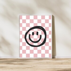 Cool to Be Kind Checkered Print, Modern Nursery Wall Art, Pink Playroom ...
