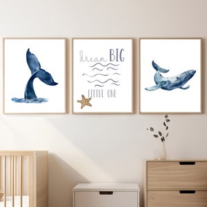 Nautical Nursery, Whale Print Set, Humpback Whale & Tale Designs With ...