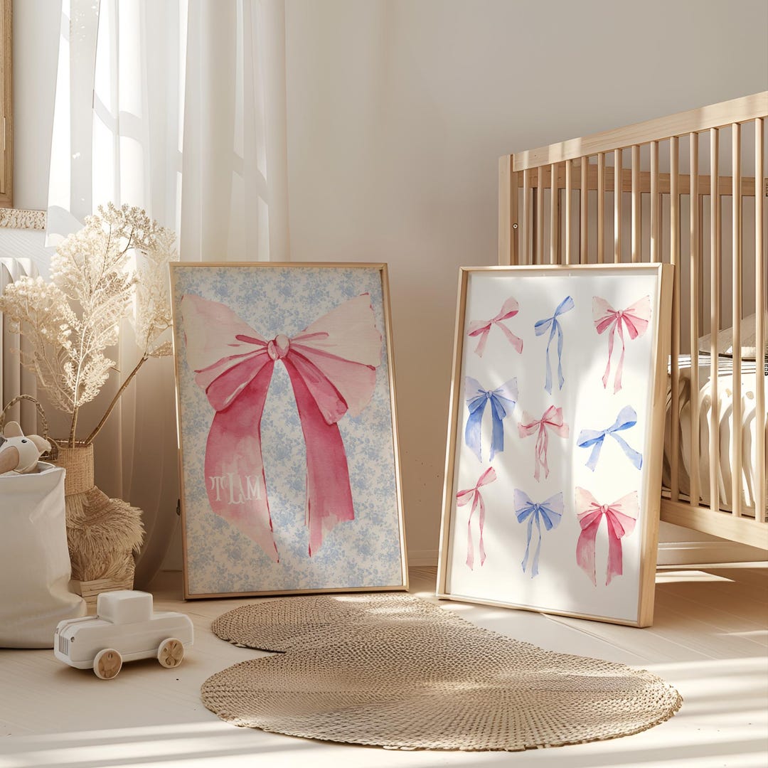 Preppy Coquette Room Decor - Trendy Apartment Art - Cute Nursery Wall ...