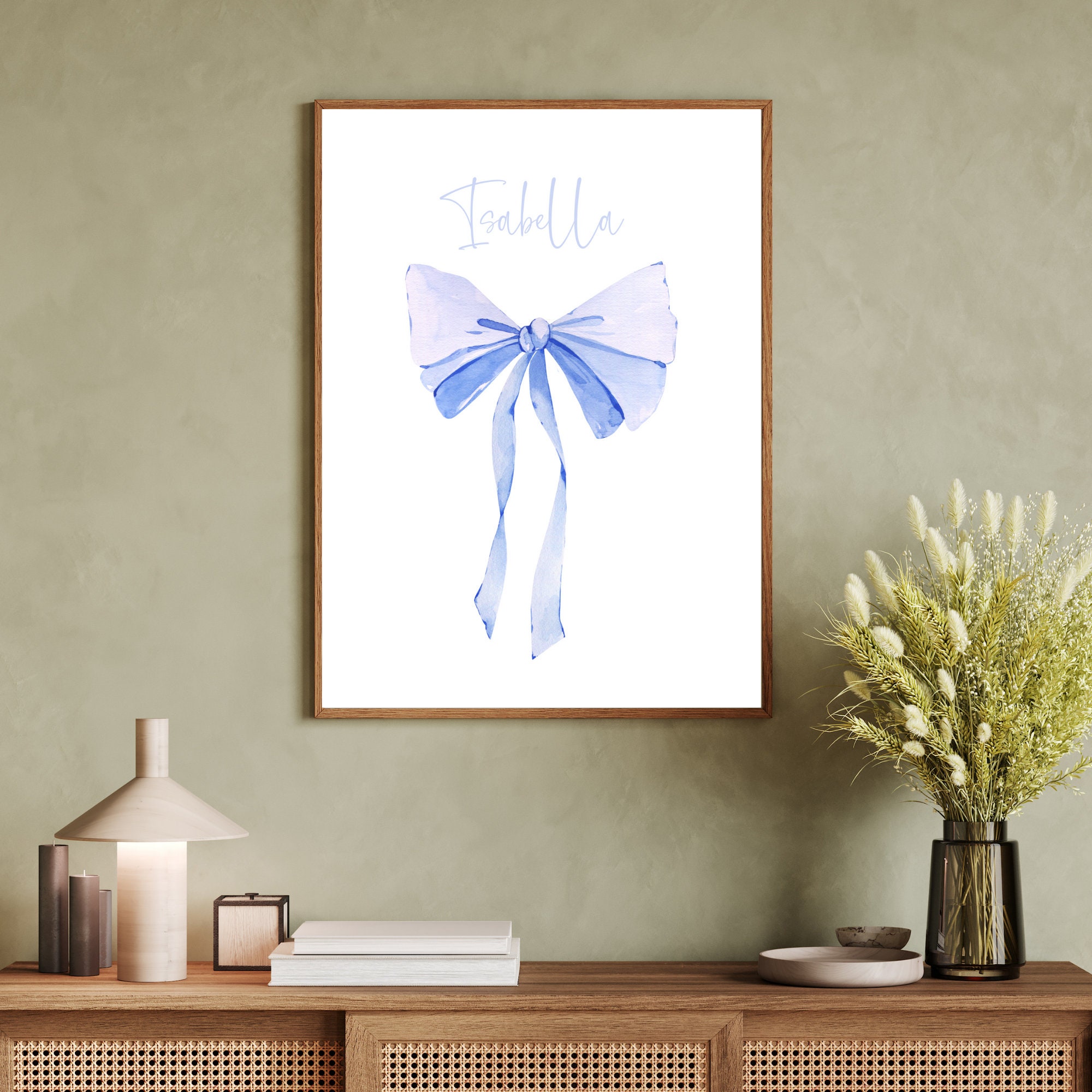 Adorable Preppy Watercolor Bow Artwork for Girl's Room Personalized ...