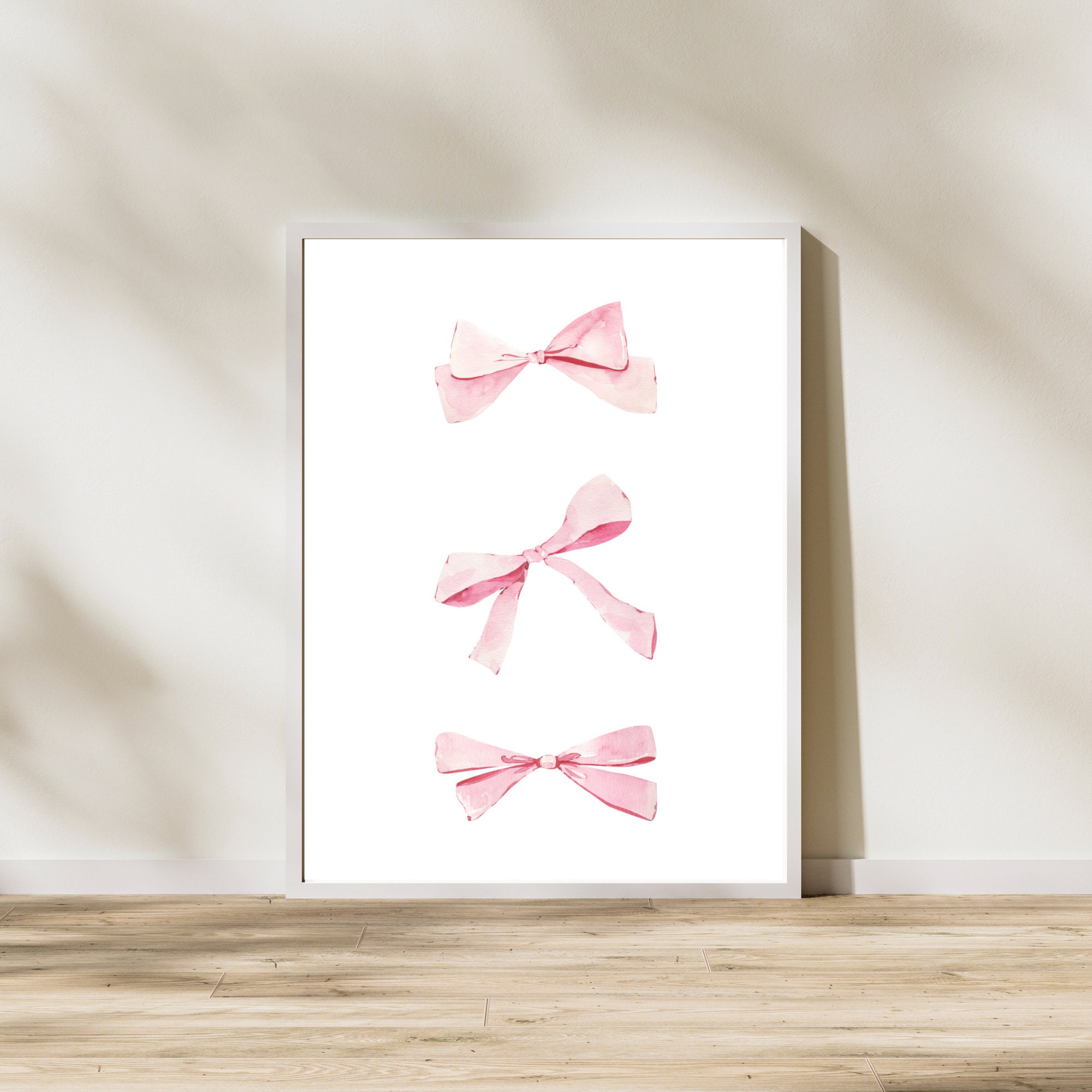 Adorable Preppy Watercolor Bow Artwork for Girl's Room Personalized ...