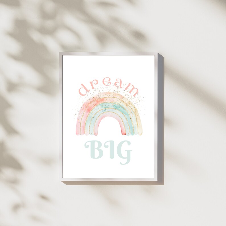 Unicorn Nursery Wall Art Printable Pastel Rainbow Decor for Girl's Room ...
