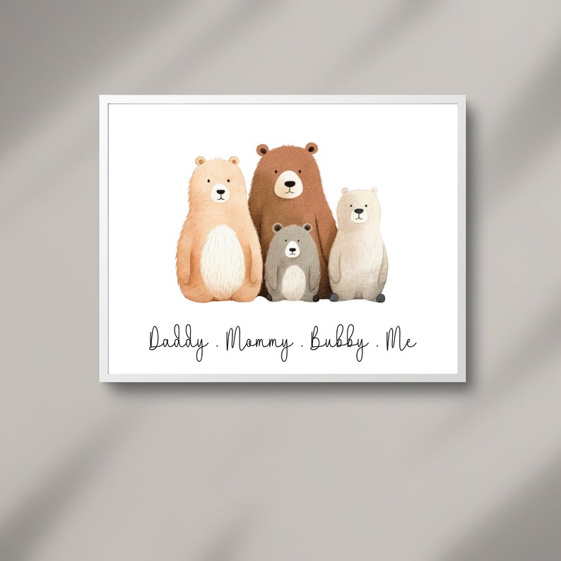 Personalized Bear Family Print: Custom Woodland Nursery Decor - Etsy