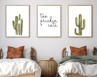 Boho Cactus Print, Printable Boho Wall Art, Cactus Wall Art ...