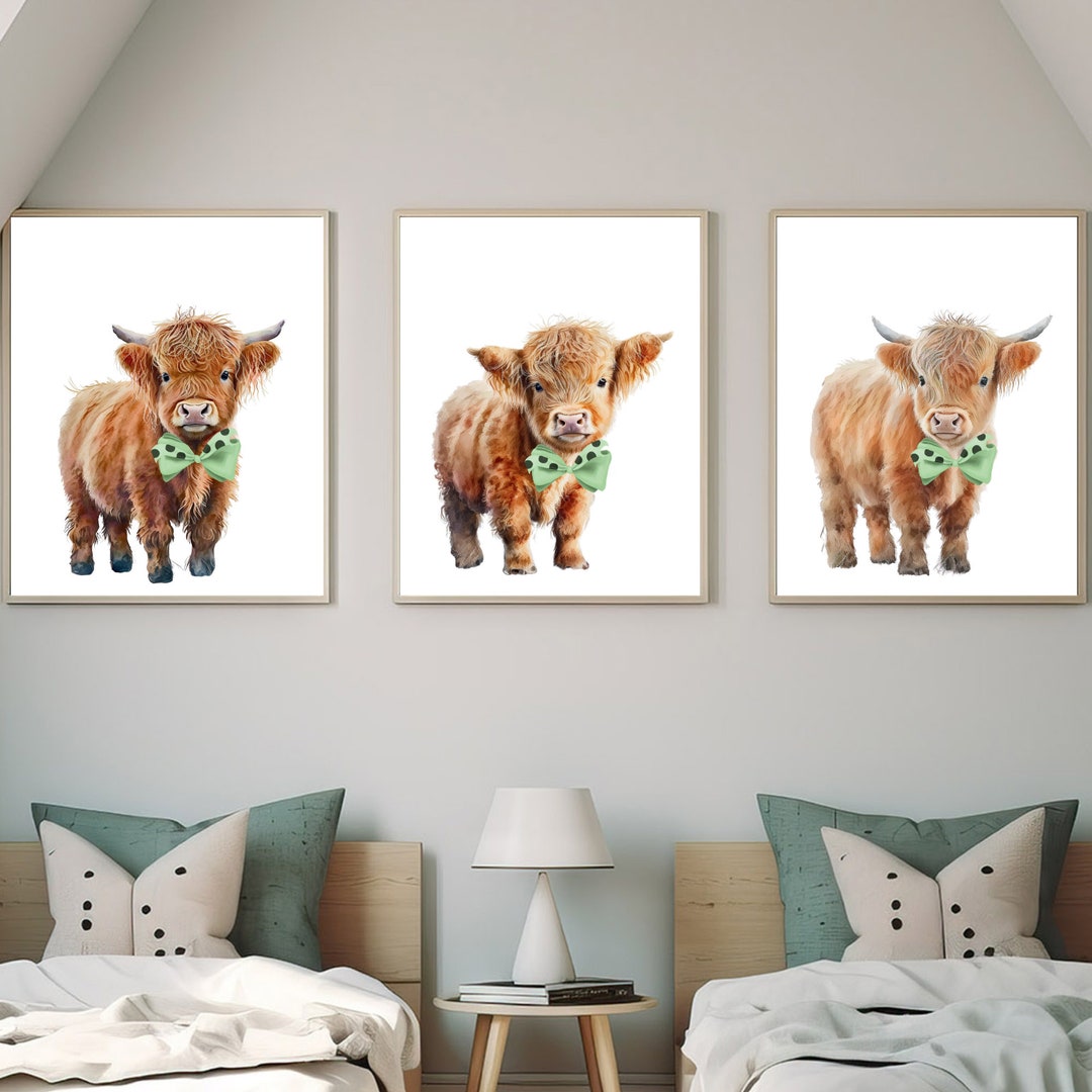 Baby Highland Cow Nursery Art Print, Cow Nursery Wall Decor, Boho ...