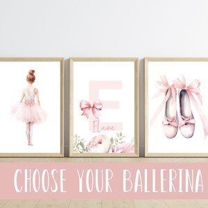 Personalized Ballerina Wall Art Set Nursery Ballet Decor, Custom Dancer ...