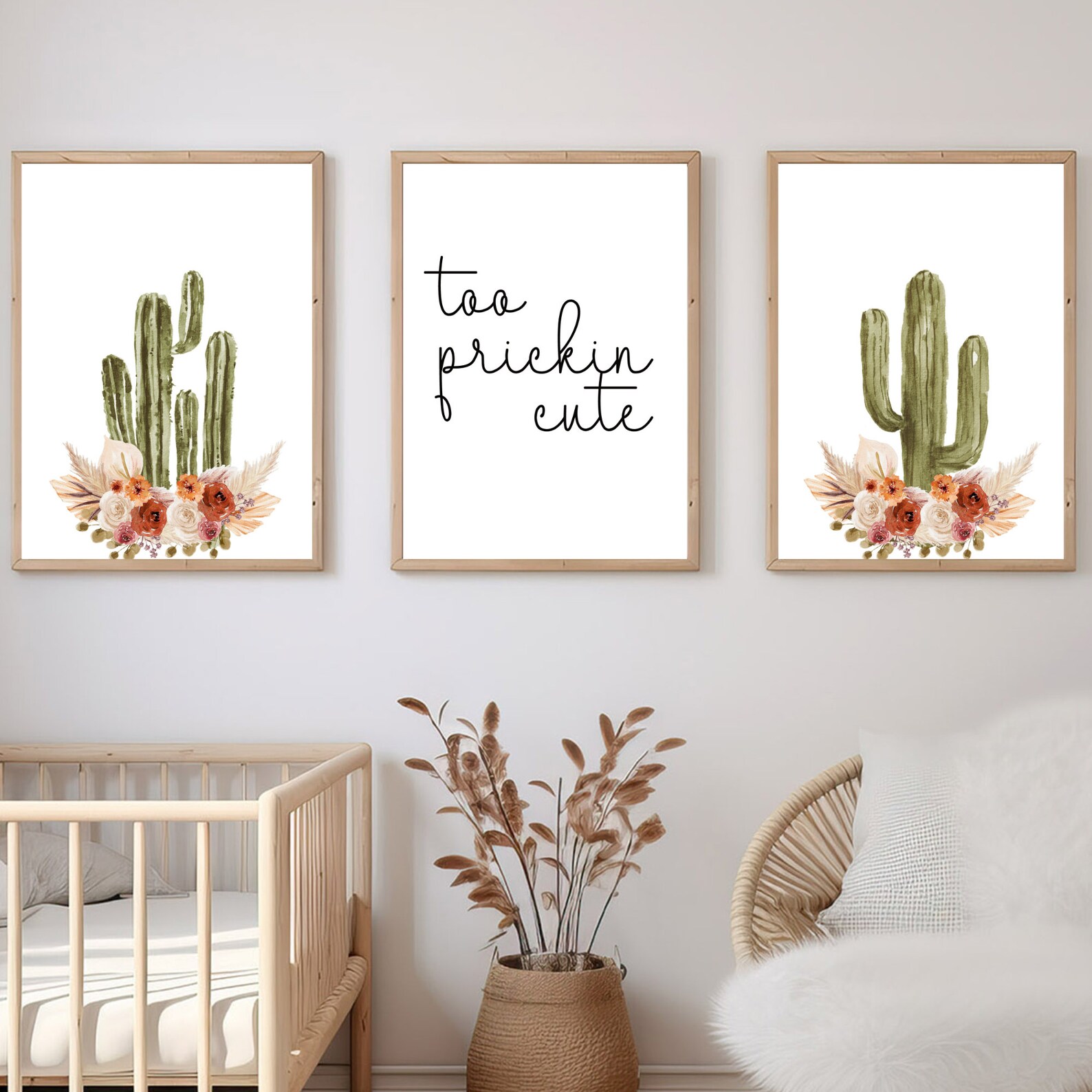 Boho Cactus Print, Printable Boho Wall Art, Cactus Wall Art ...