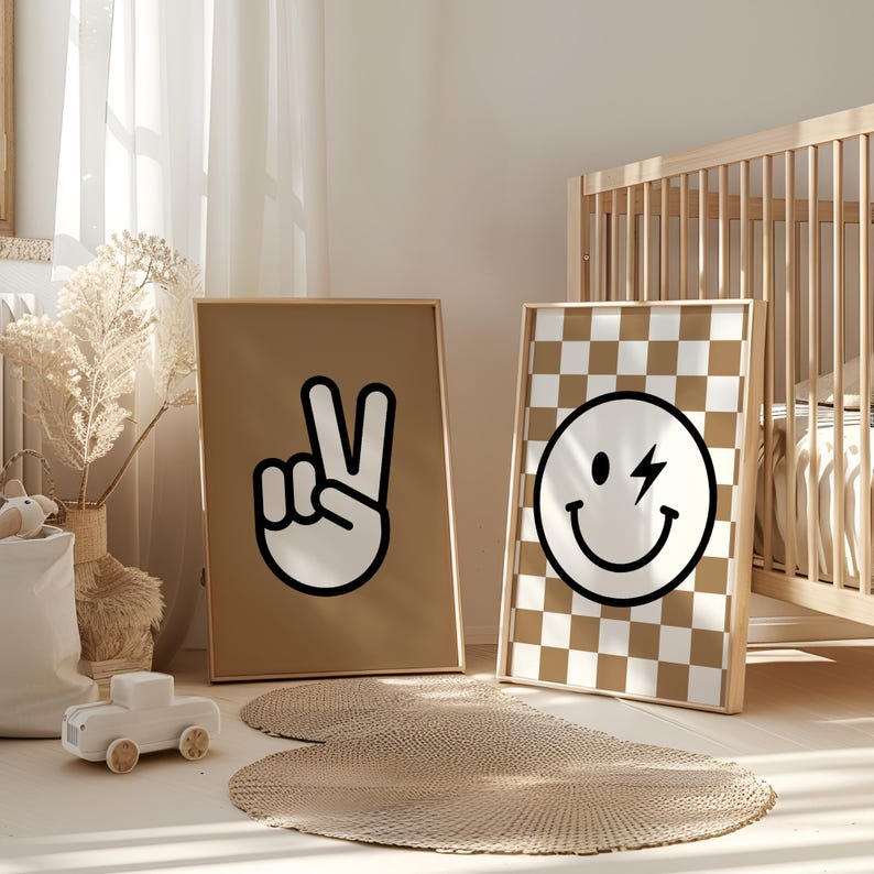Retro Smile Face Boy Nursery Prints: Rad Little Dude Decor - Etsy