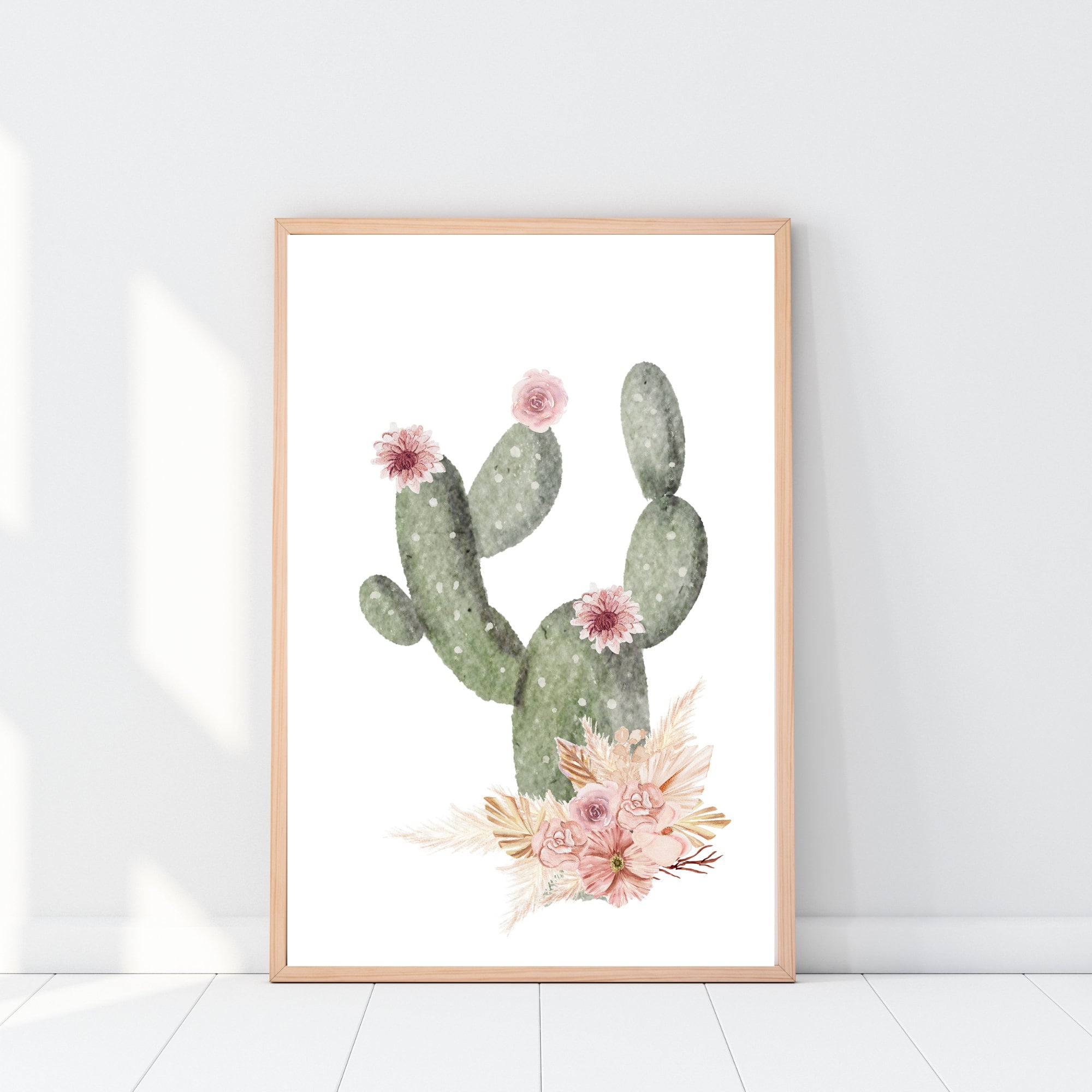 Boho Cactus Print, Printable Boho Wall Art, Cactus Wall Art ...