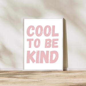 Cool to Be Kind Checkered Print, Modern Nursery Wall Art, Pink Playroom ...