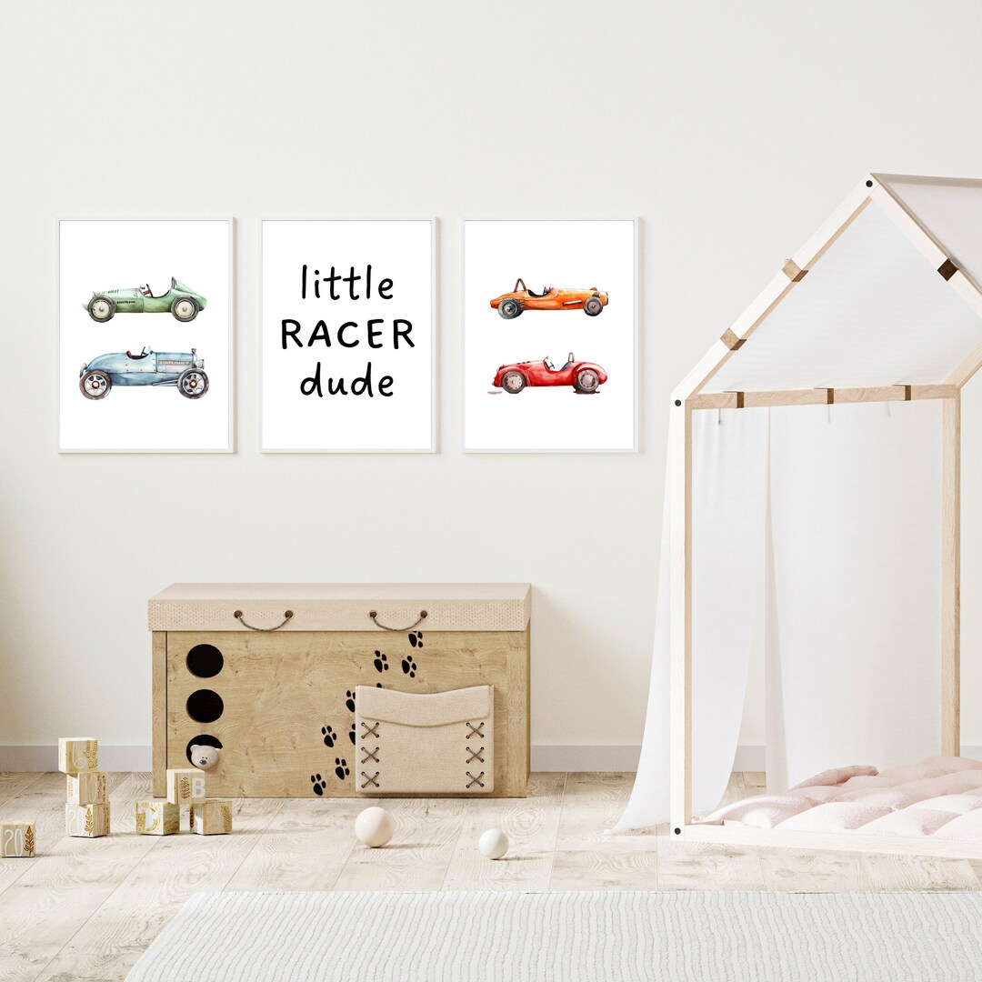 Racing Car Nursery Prints, Boy Playroom Printable Wall Art, Modern Race ...