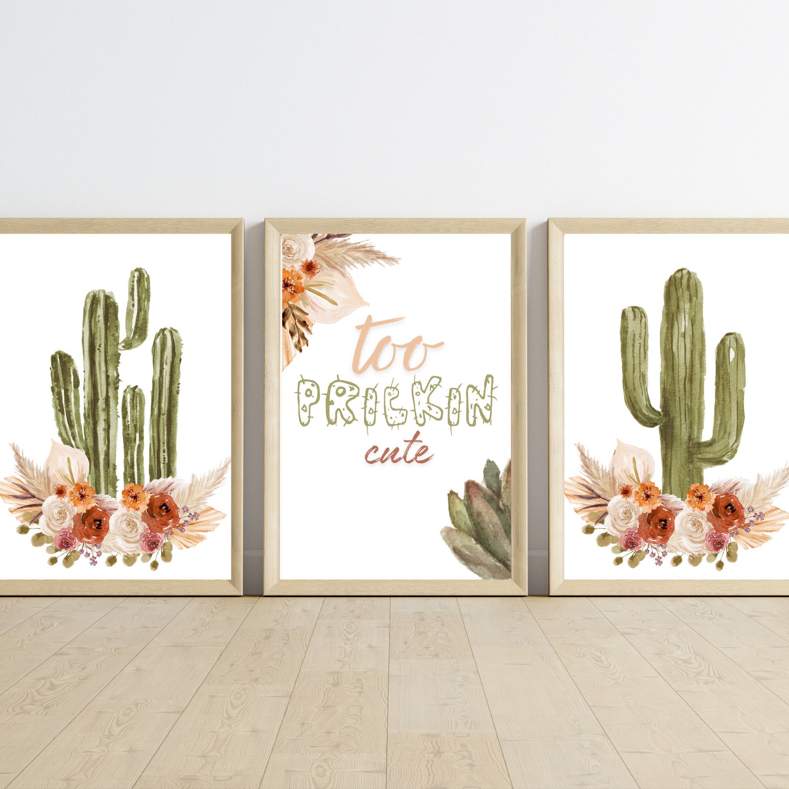 Boho Cactus Prints Set of 6 Southwestern Nursery Decor Blush Pink Kids ...