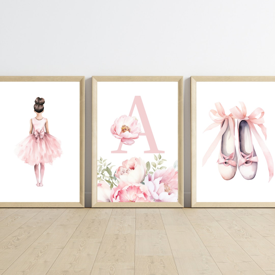 Personalized Ballerina Wall Art Set Nursery Ballet Decor, Pointe Shoes ...