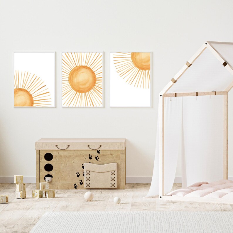 Modern Sunshine Print, Boho Sun Print, Mid Century Modern Wall Art ...