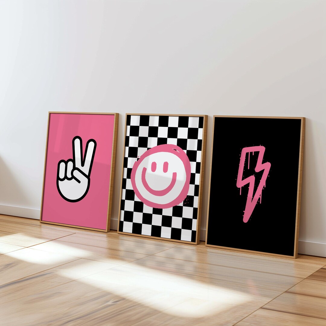 Peace Sign, Smiley, Lightning Bolt Art Prints: Girl Nursery Decor ...