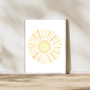 Ocean Nursery Prints: Watercolor Sun, Waves, Surfboard - Etsy